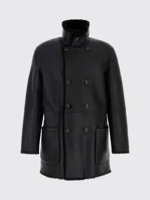 Giorgio Armani Double-breasted Lamb Shearling Coat With High Collar