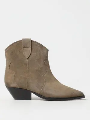 Isabel Marant Étoile Dewina Suede Western Ankle Boots With Low Heel Natural