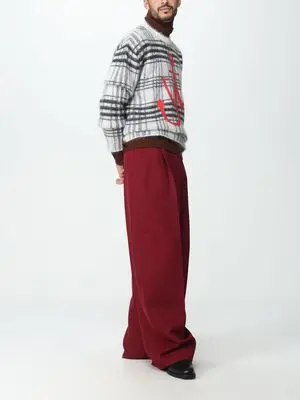 JW Anderson Plaid Knit Sweater With Anchor Logo - White