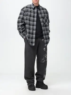 Off-White Overshirt In Checkered Cotton - Black