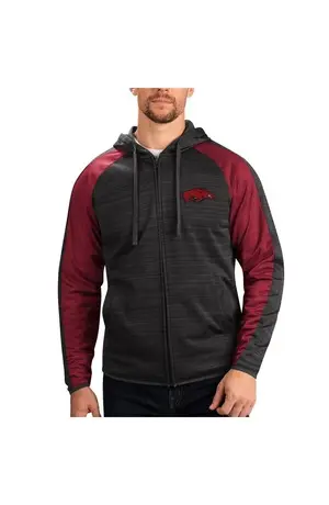 G-III SPORTS BY CARL BANKS Arkansas Razorbacks Neutral Zone Raglan Full-zip Track Jacket Hoodie - Black