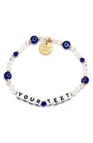 LITTLE WORDS PROJECT Evil Eye Beaded Stretch Bracelet - Crystal Blue