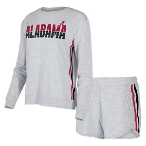 CONCEPTS SPORT Alabama Crimson Tide Cedar Tri-blend Long Sleeve T-shirt & Shorts Sleep Set - Gray