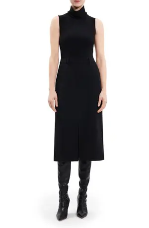 Theory Sleeveless Turtleneck Midi Dress Black