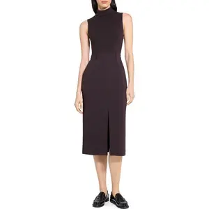 Theory Sleeveless Turtleneck Midi Dress - Dark Cacao
