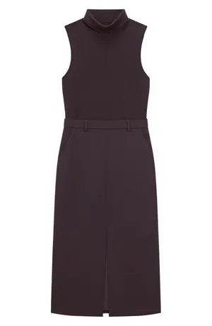 Theory Sleeveless Turtleneck Midi Dress - Dark Cacao
