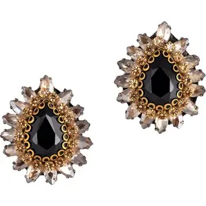 Deepa Gurnani Leesha Crystal Stud Earrings - Black
