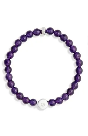 Anzie Bohème Amethyst Beaded Stretch Bracelet - Purple