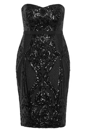 City Chic Sofia Sequin Sheath Cocktail Dress - Black
