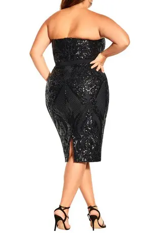 City Chic Sofia Sequin Sheath Cocktail Dress - Black