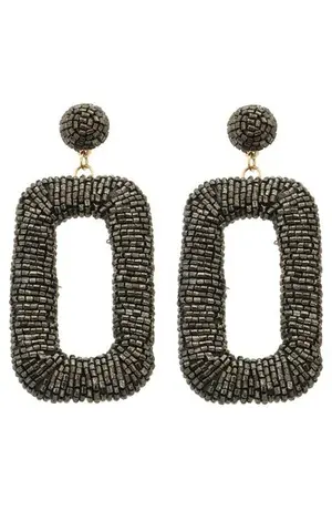 PANACEA Beaded Rectangle Drop Earrings