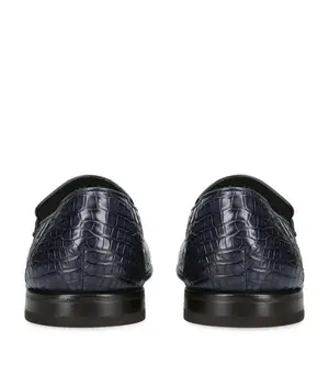 Zegna Crocodile Skin Penny Loafers - Navy