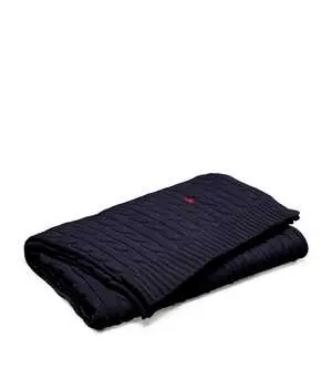 Ralph Lauren Cable-knit Throw - Navy