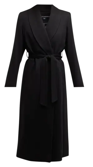 Sofia Cashmere Cashmere Belted Wrap Coat With Pick-Stitch Detail - Black