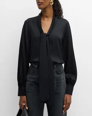 UNGARO Ungaro Ella Tie-Neck Blouse - Black