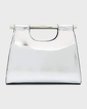 Staud Mar Mini Metallic Leather Top-handle Bag - Chrome