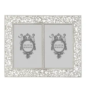 OLIVIA RIEGEL Silver Tone Double Frame, 4 X 6 - Crystal