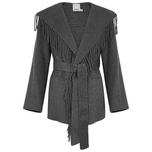 Simkhai Simkhai Rowen Fringed Wool-blend Jacket - Grey - L Grey