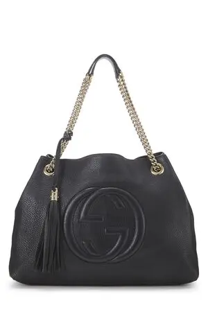 Gucci Leather Soho Chain Tote - Black