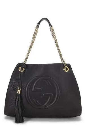 Gucci Leather Soho Chain Tote - Black