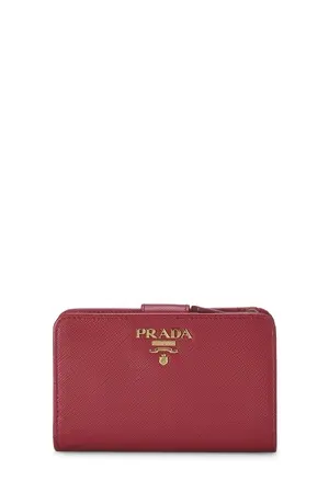 Prada Red Saffiano Compact Wallet Red