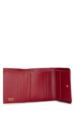 Prada Saffiano Compact Wallet - Red