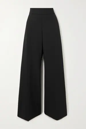 Carolina Herrera Grain De Poudre Wool-blend Wide-leg Pants - Black