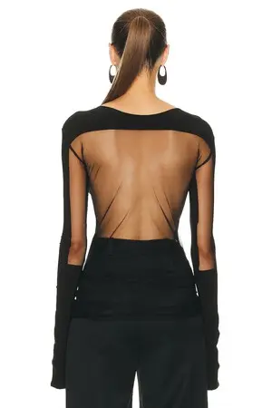 GRACE LING Square Sheer Cut Out Top
