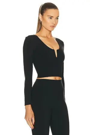 LE ORE Veneto Deep V Neck Long Sleeve Top In Teal
