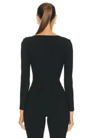 LE ORE Veneto Deep V Neck Long Sleeve Top In Teal