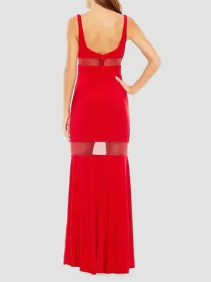 Mac Duggal Mesh Panel Column Gown