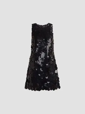 Mac Duggal Sequined Trapeze Minidress - Black