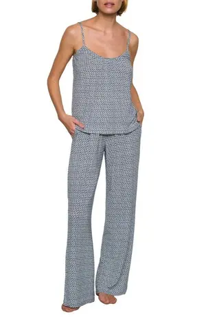 Eberjey Gisele Printed Camisole Pants Pajamas - Seashell Navy