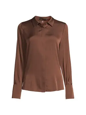 Kobi Halperin Larissa Collared Silk-blend Blouse Sable