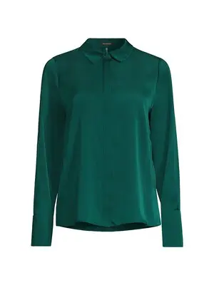 Kobi Halperin Larissa Collared Silk-blend Blouse Sea Moss