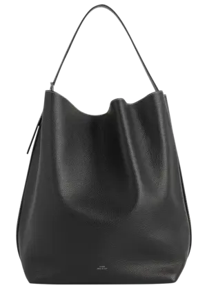TOTEME Belted Grained-leather Tote - Black Grain
