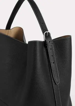 TOTEME Belted Grained-leather Tote - Black Grain