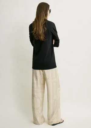 TOTEME Monogram Silk Pj Bottoms Ivory - Creme