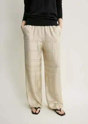 TOTEME Monogram Silk Pj Bottoms Ivory - Creme