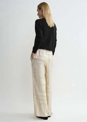 TOTEME Monogram Silk Pj Bottoms Ivory - Ivory Monogram