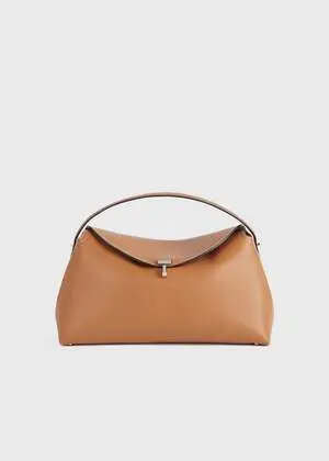 TOTEME T-lock Grained-leather Top Handle Bag - Brown