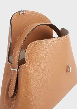 TOTEME T-lock Grained-leather Top Handle Bag - Brown