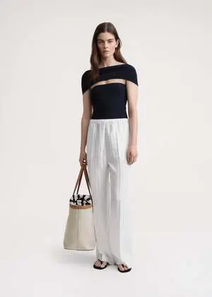 TOTEME Jacquard Stripe Drawstring Trousers White