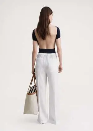 TOTEME Jacquard Stripe Drawstring Trousers White