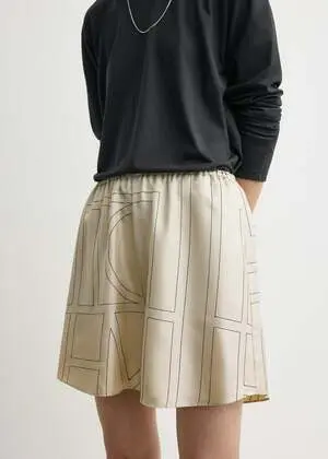 TOTEME Monogram Silk Pajama Shorts - Ivory Monogram