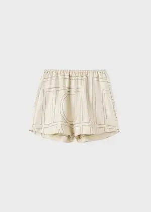 TOTEME Monogram Silk Pajama Shorts - Ivory Monogram