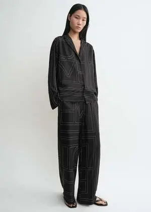 TOTEME Monogram Silk Pj Top - Black