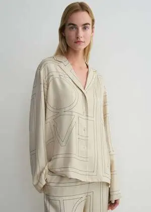 TOTÊME Monogram Silk Pj Top - Ivory