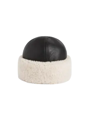 TOTÊME Shearling Hat - Black,off White