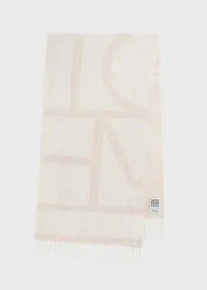 TOTÊME Monogram Jacquard Wool Scarf Bone Bone Monogram